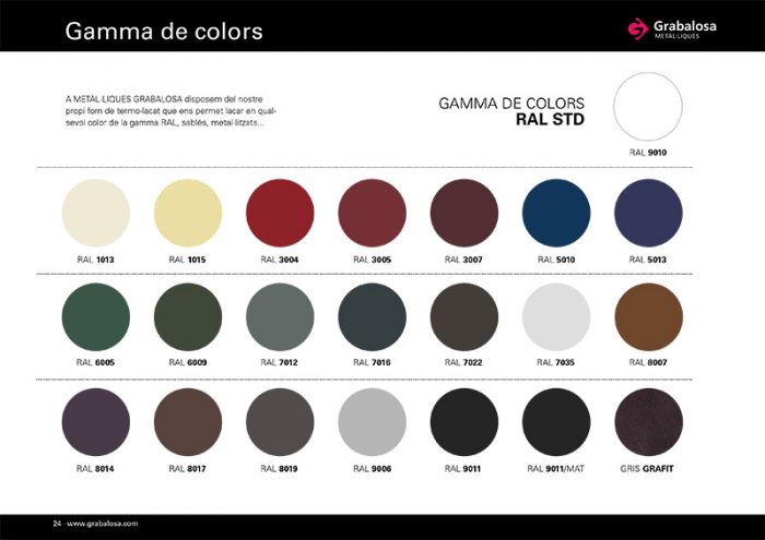 Colors RAL standards per finestres | Grabalosa